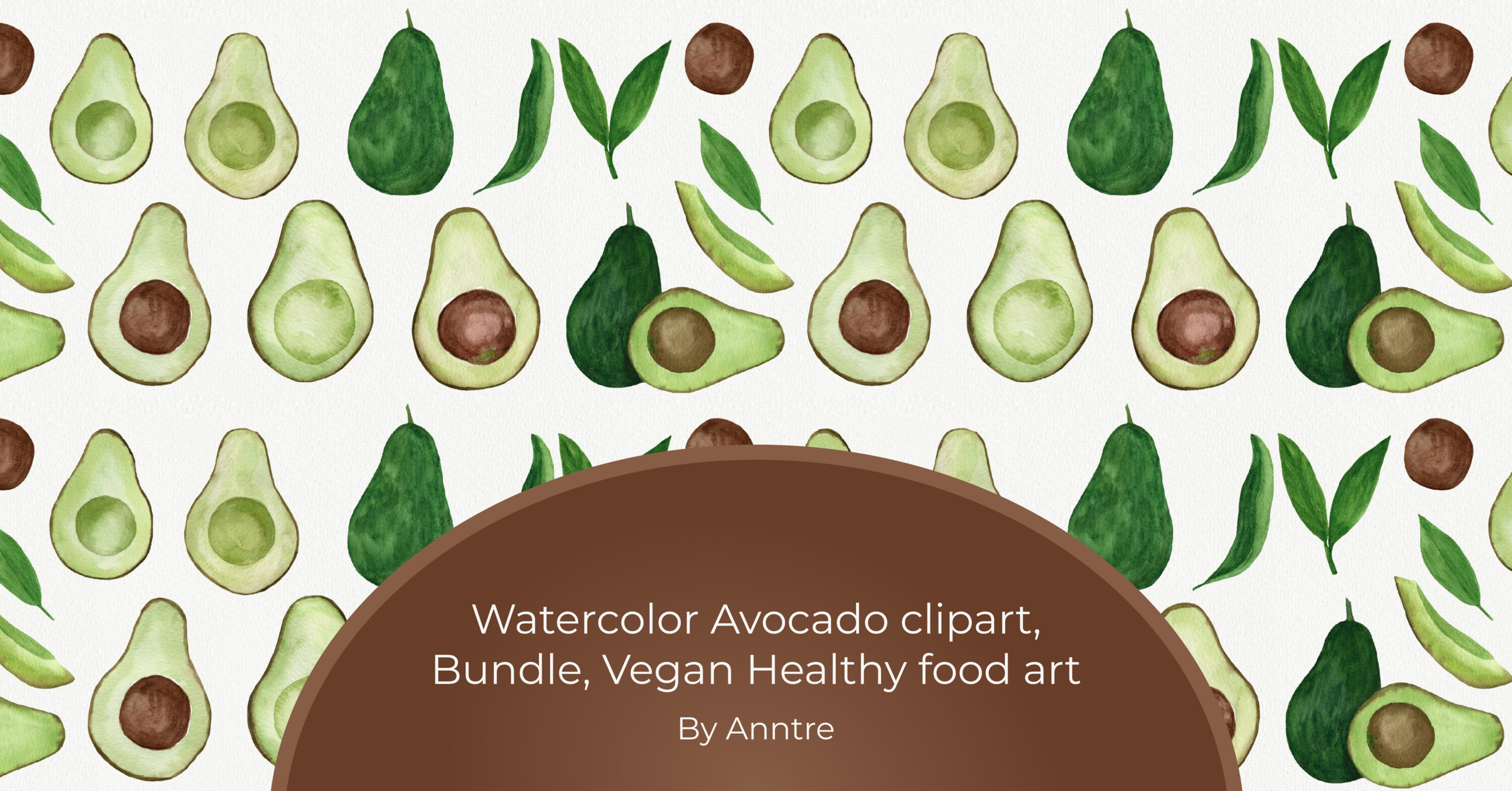 Watercolor Avocado Clipart, Bundle, Vegan Healthy Food Art – MasterBundles