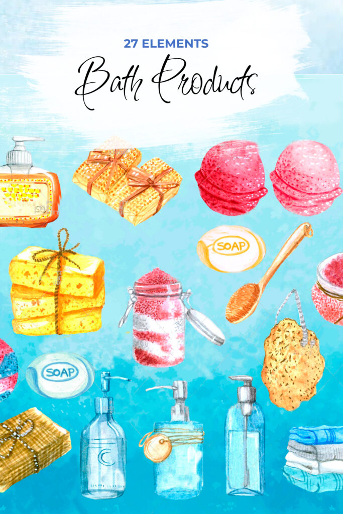 Watercolor Bath Products Clipart | Watercolor Handmade Soaps ...