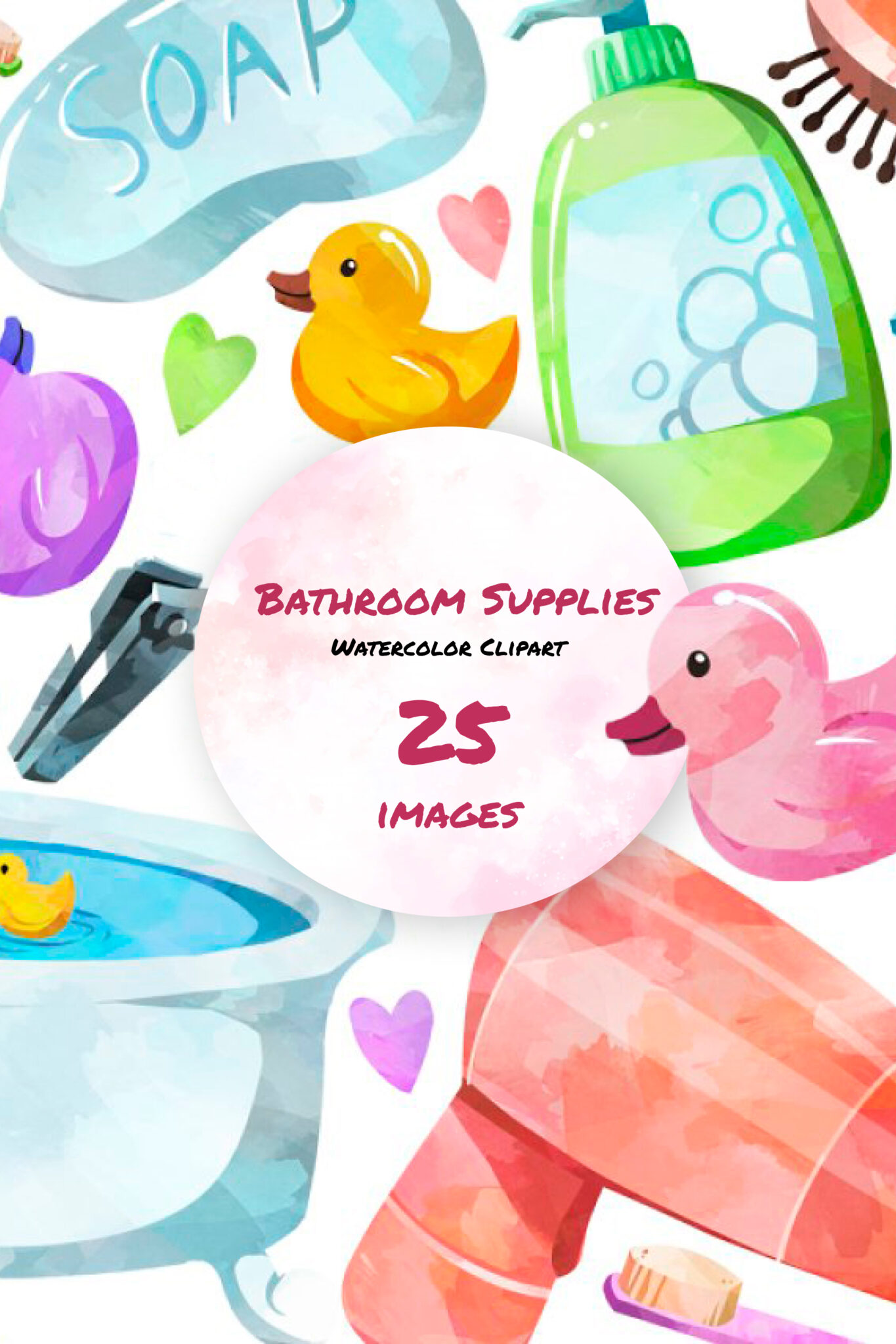 Watercolor Bathroom Supplies Clipart – MasterBundles