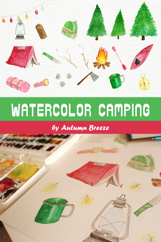 Watercolor Camping – MasterBundles
