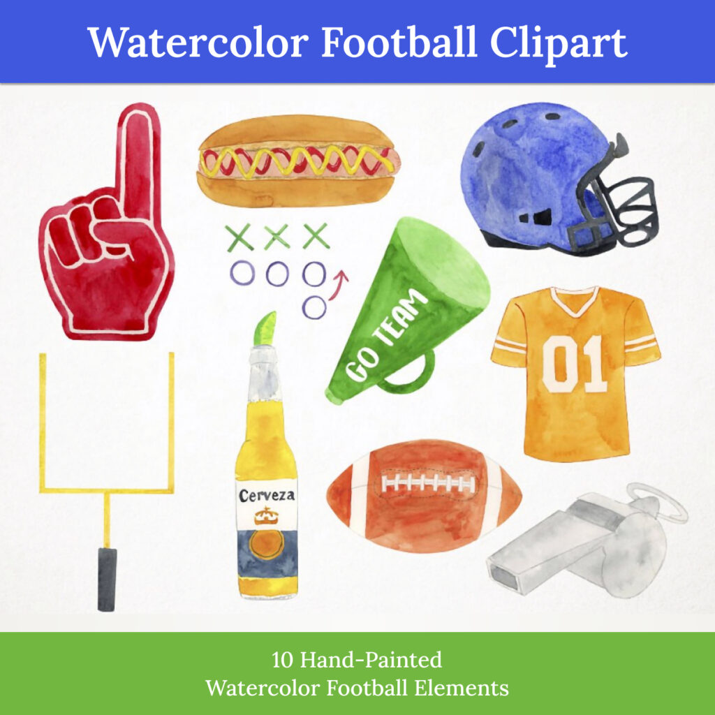 Watercolor Football Clipart – MasterBundles