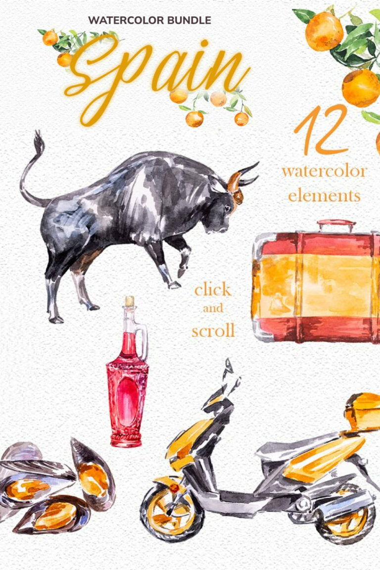 Watercolor Spain Clipart Set – MasterBundles