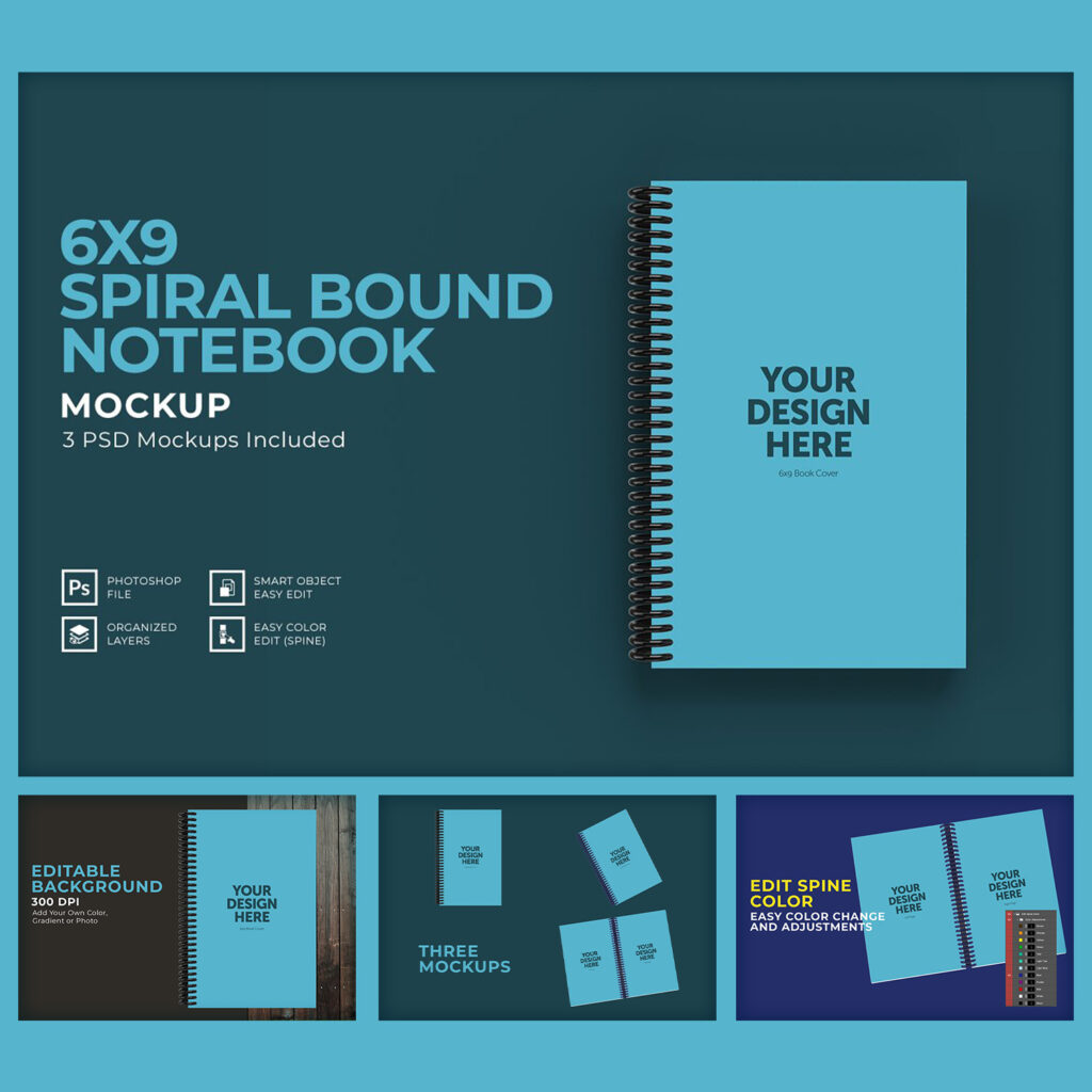 6x9 Spiral Bound Notebook Mockup – MasterBundles
