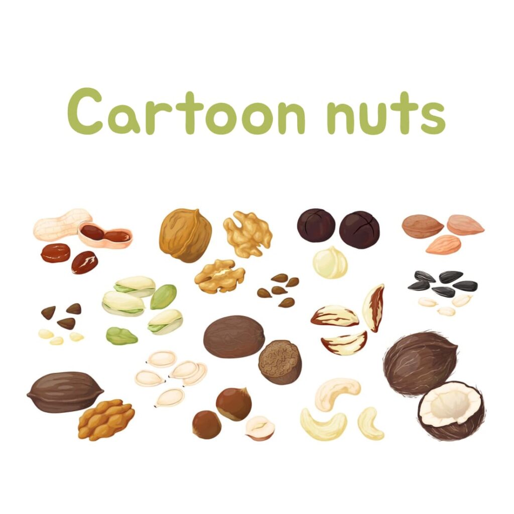 Cartoon Nuts. Almond Peanut Walnut Hazelnut Pistachio Macada ...