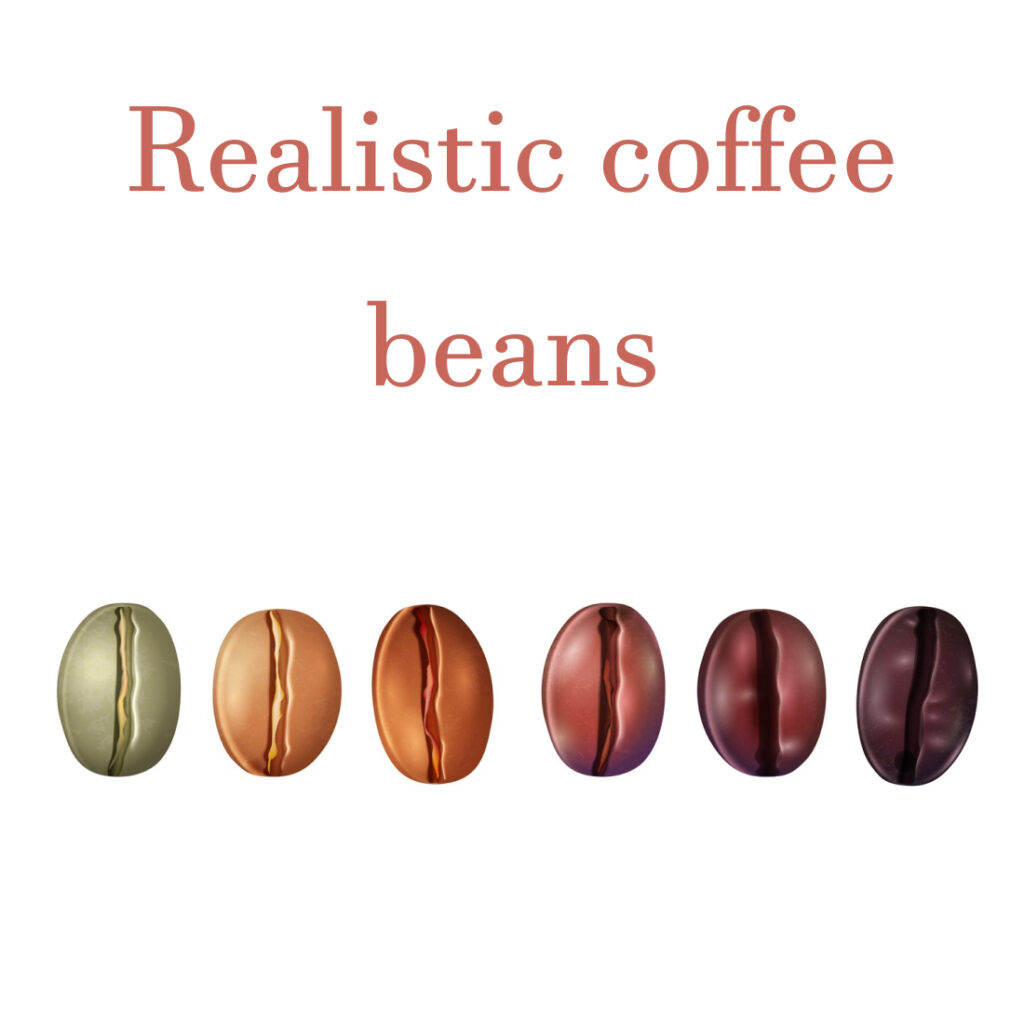 Realistic Coffee Beans Roasting Stage From Raw To Dark. Arab ...