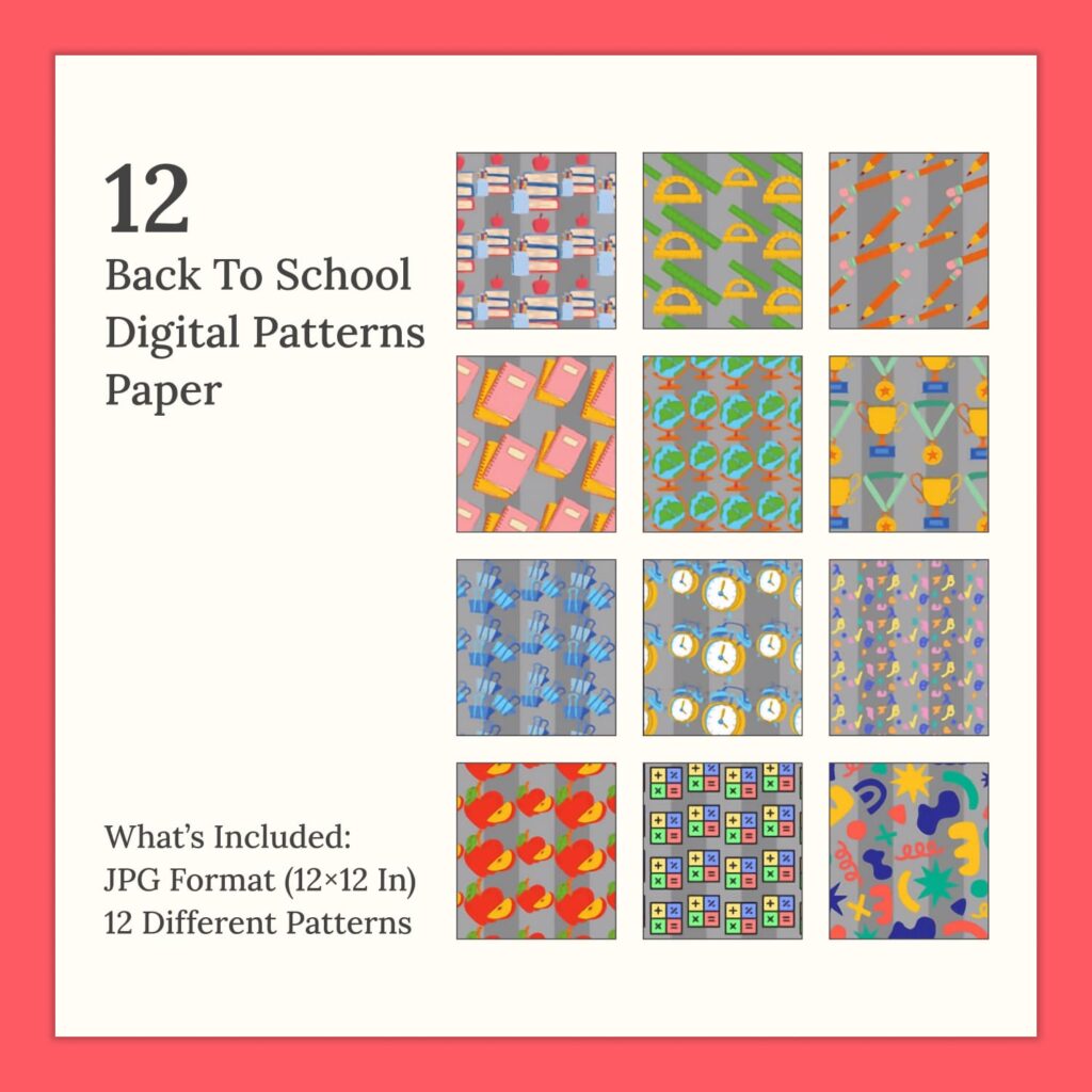 12 Back to School Different Patterns – MasterBundles