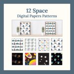 12 Space Digital Papers Patterns KDP – MasterBundles