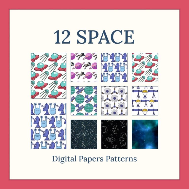 12 Space Digital Papers KDP – MasterBundles