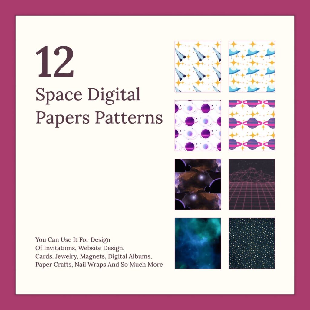 12 Space Digital Papers Patterns – MasterBundles