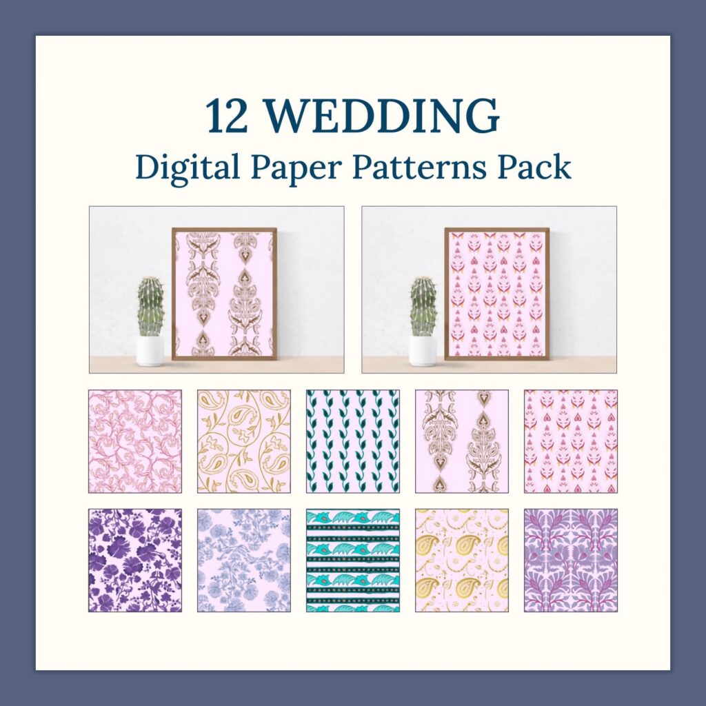 12 Wedding Digital Paper Patterns – MasterBundles