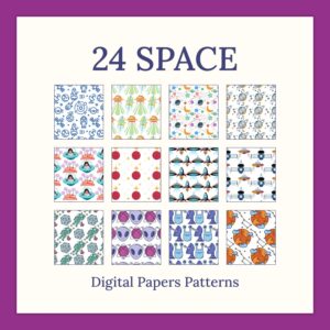 12 Space Digital Papers Patterns, KDP | Master Bundles
