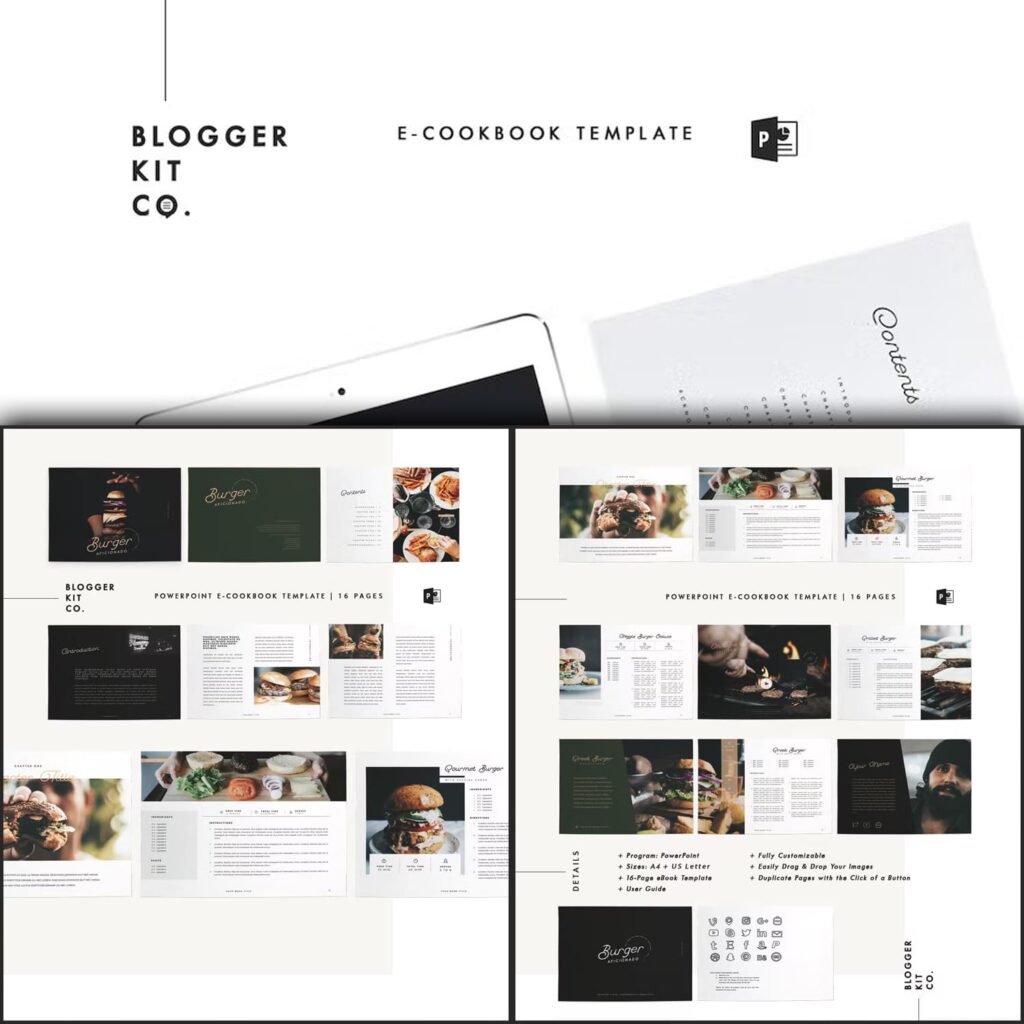 eBook Template Cookbook 16 Pages PowerPoint – MasterBundles