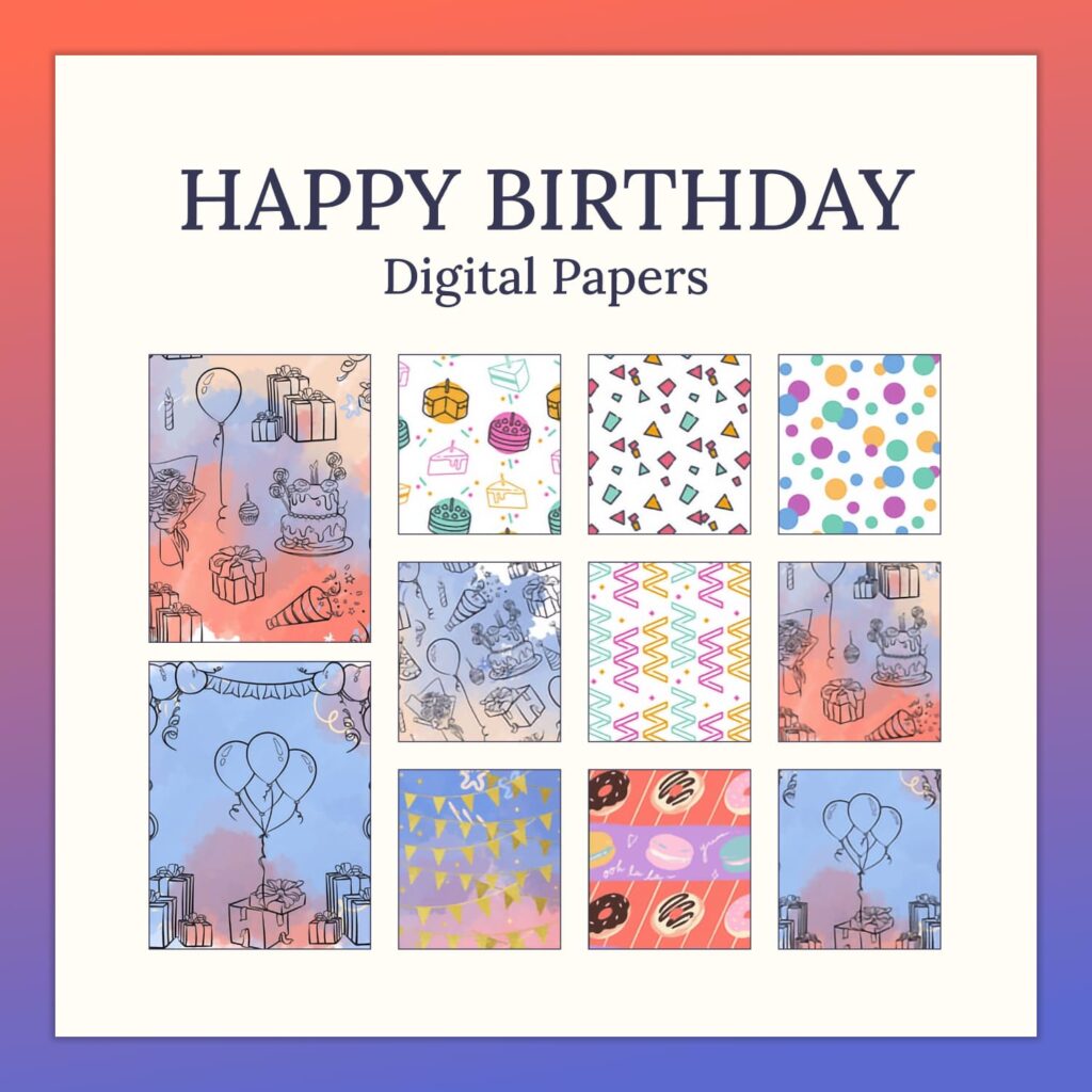 10 Happy Birthday Party Digital Papers – MasterBundles