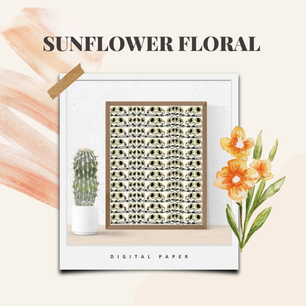 Sunflower Floral Digital Paper – MasterBundles