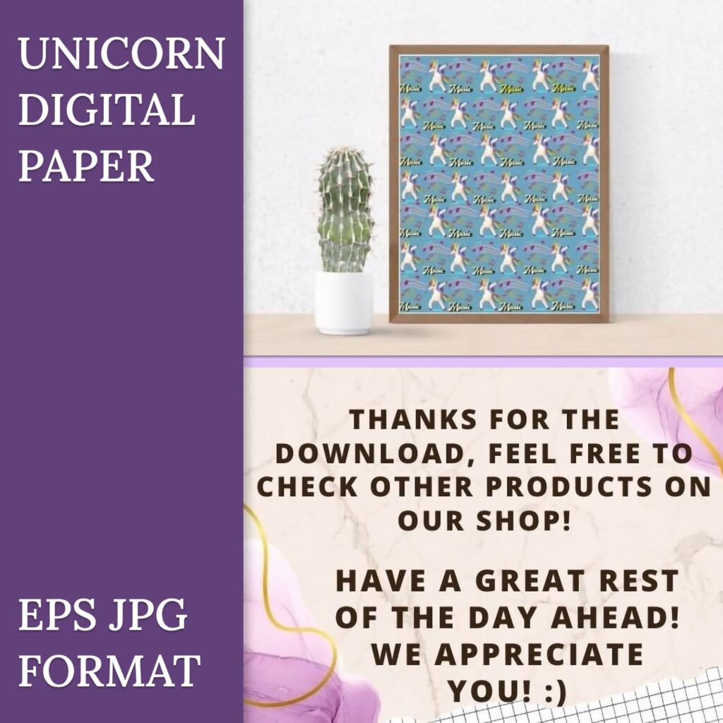 Unicorn Digital Paper on Blue Background – MasterBundles
