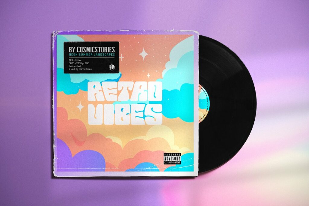 Oh Summer! Neon Sunset Scene Set | Master Bundles