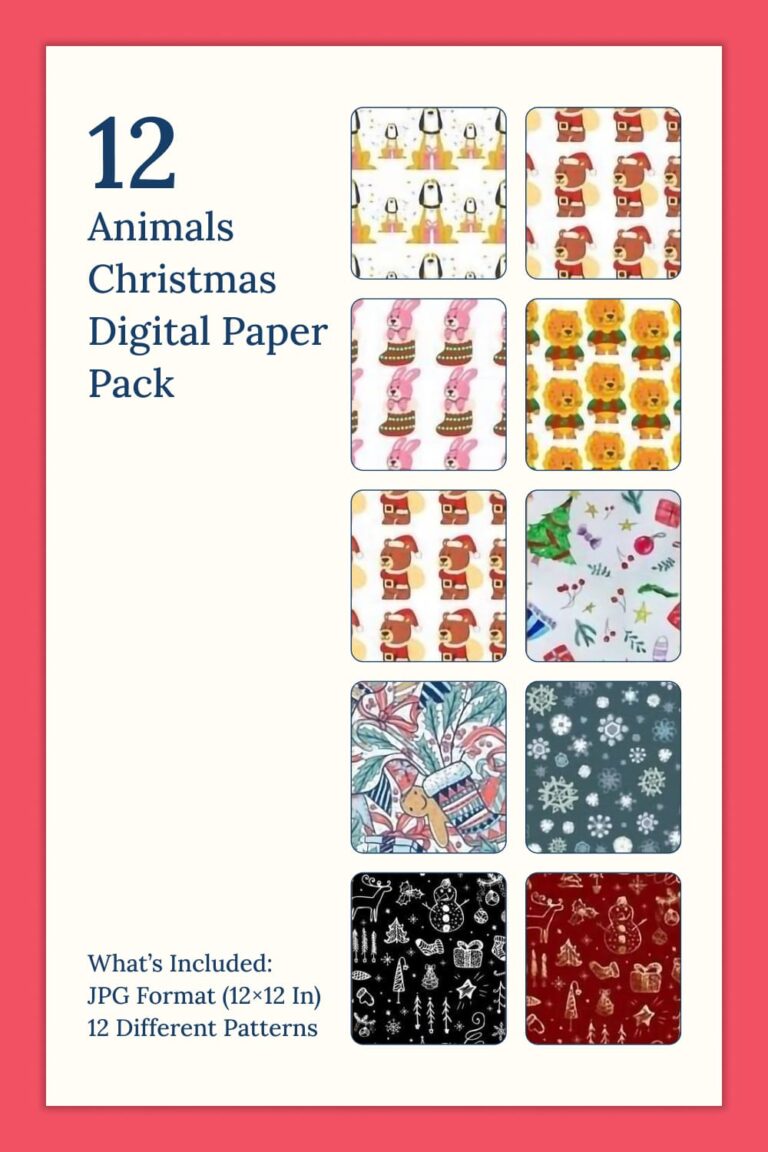 12 Animals Christmas Pattern Pack – MasterBundles