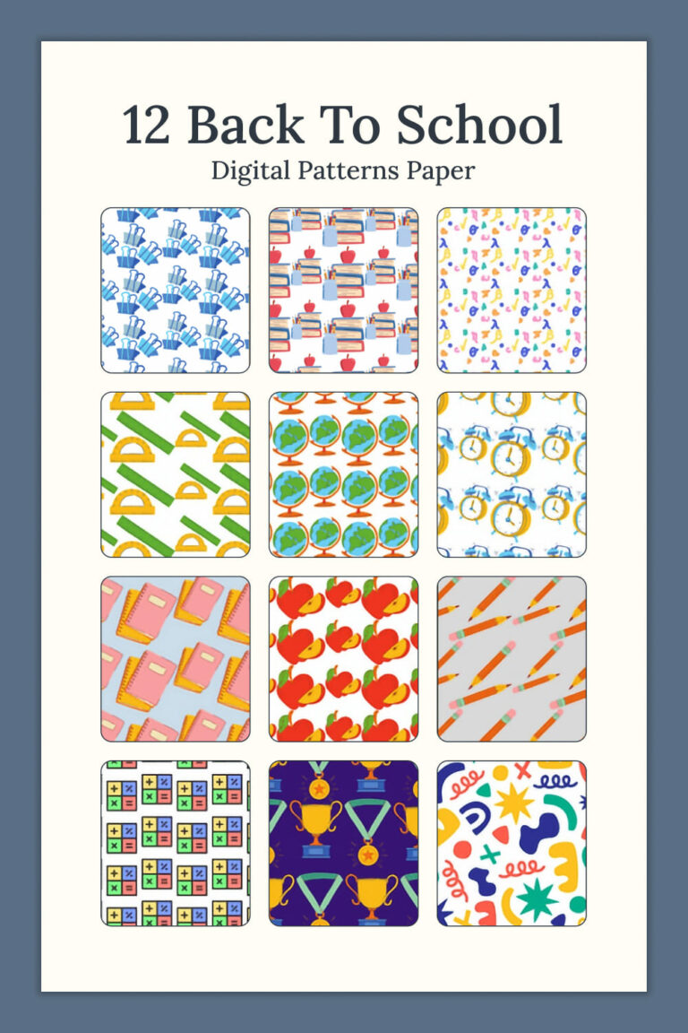 12 Back to School Digital Patterns – MasterBundles