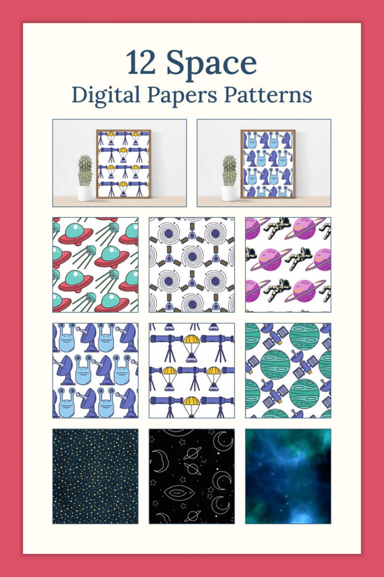 12 Space Digital Papers KDP – MasterBundles