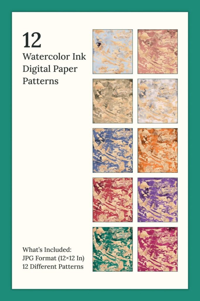 12 Watercolor Ink Digital Paper Patterns – MasterBundles