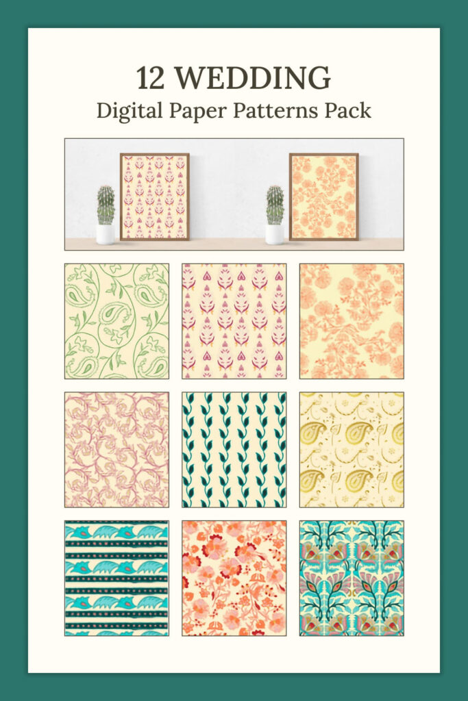 12 Wedding Digital Paper Patterns Pack – MasterBundles