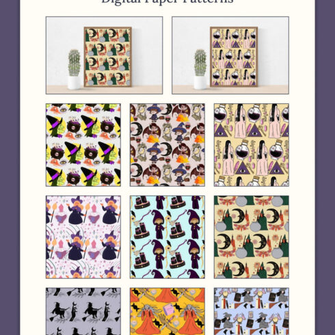 12 Witch Seamless Digital Paper Patterns | Master Bundles