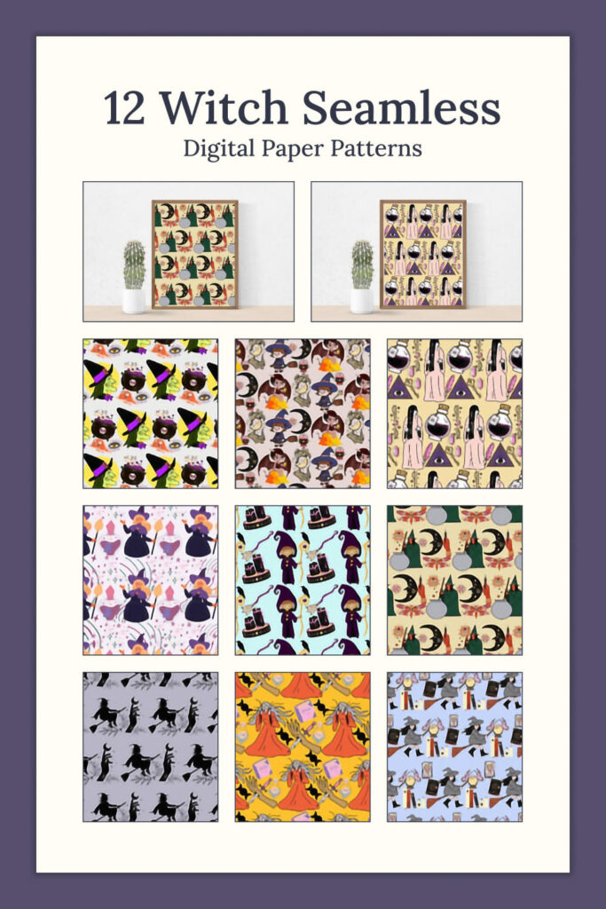 12 Witch Seamless Digital Paper Patterns – MasterBundles