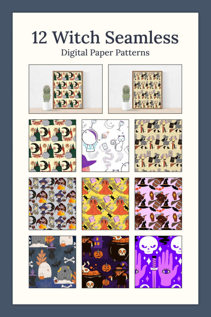 12 Witch Seamless Patterns – MasterBundles