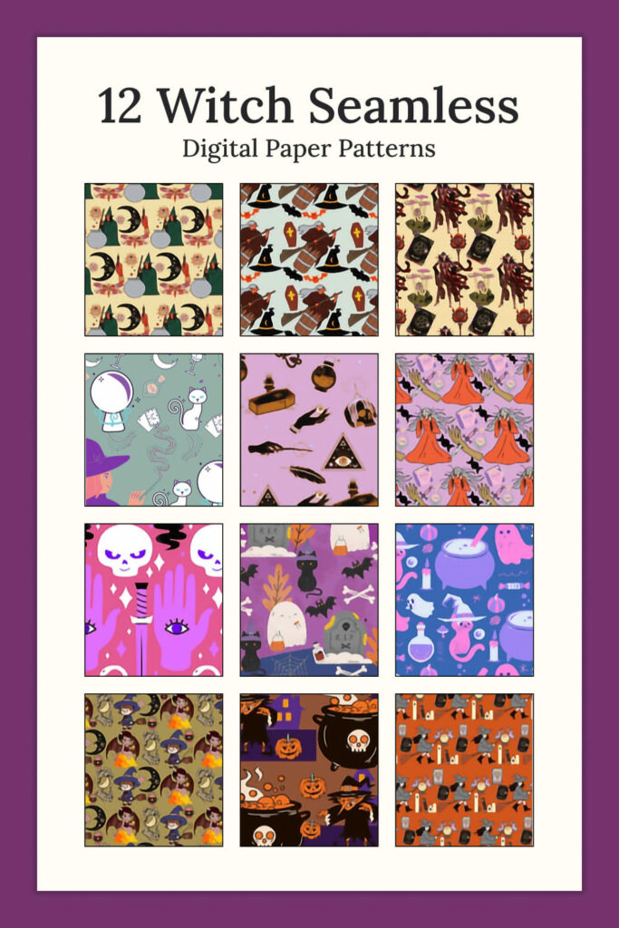 12 Witch Seamless Digital Paper – MasterBundles