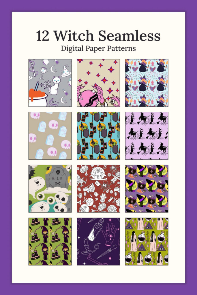12 Witch Seamless Digital Paper Patterns – MasterBundles