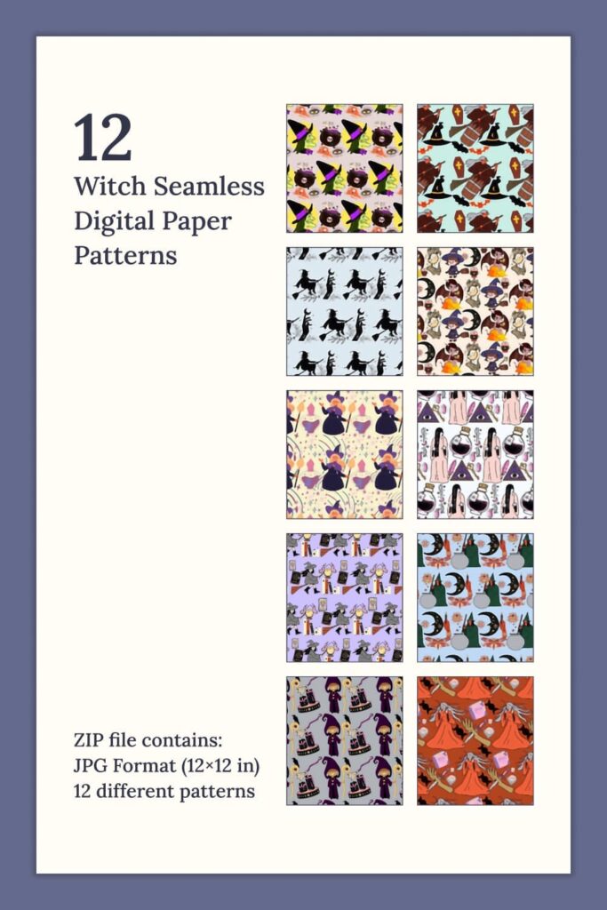 12 Witch Seamless Digital Paper Patterns – MasterBundles