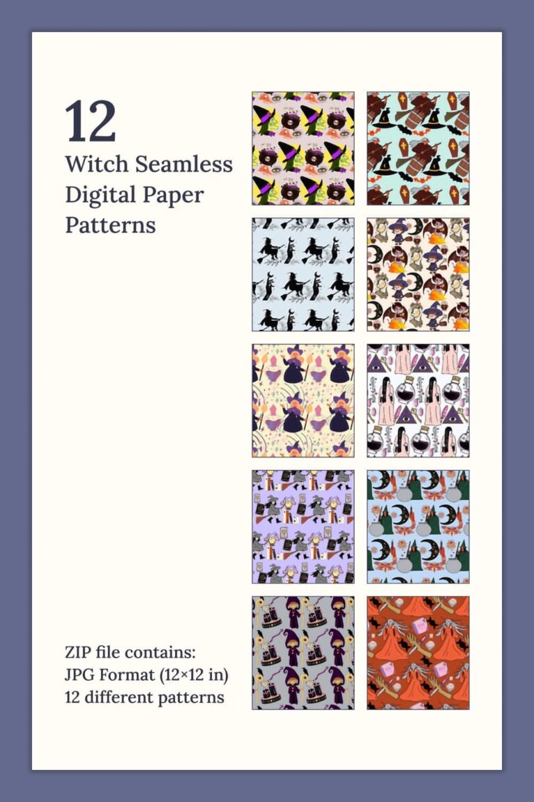 12 Witch Seamless Digital Paper Patterns – MasterBundles