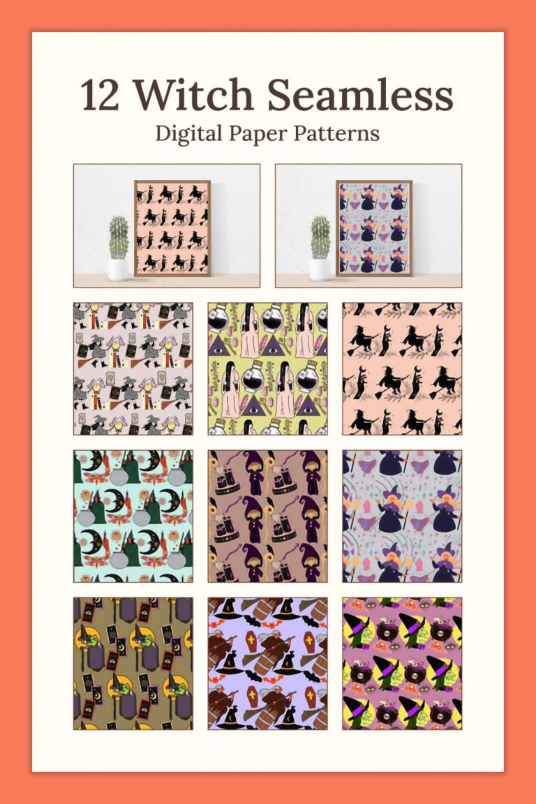 12 Witch Seamless Digital Paper Patterns – MasterBundles