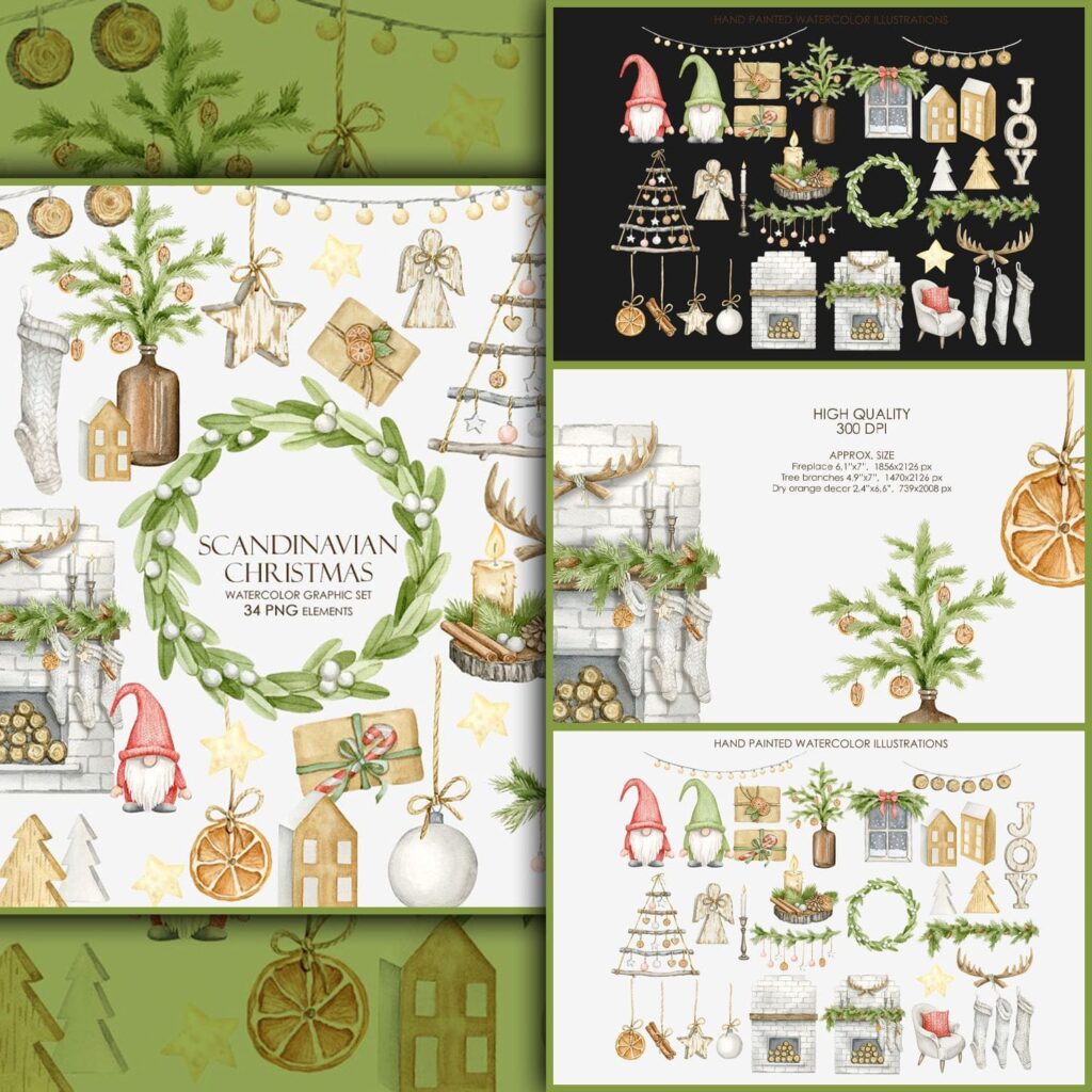 Watercolor Rustic Christmas Clipart – MasterBundles