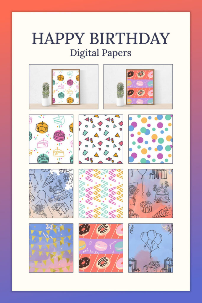 10 Happy Birthday Party Digital Papers – MasterBundles