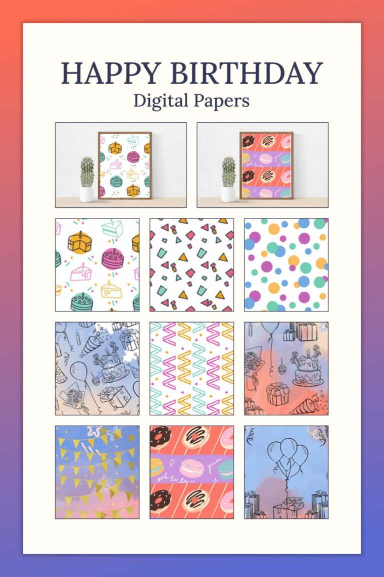 10 Happy Birthday Party Digital Papers – MasterBundles