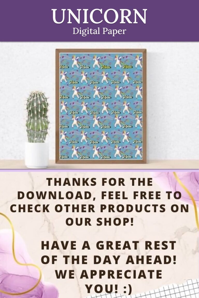 Unicorn Digital Paper on Blue Background – MasterBundles