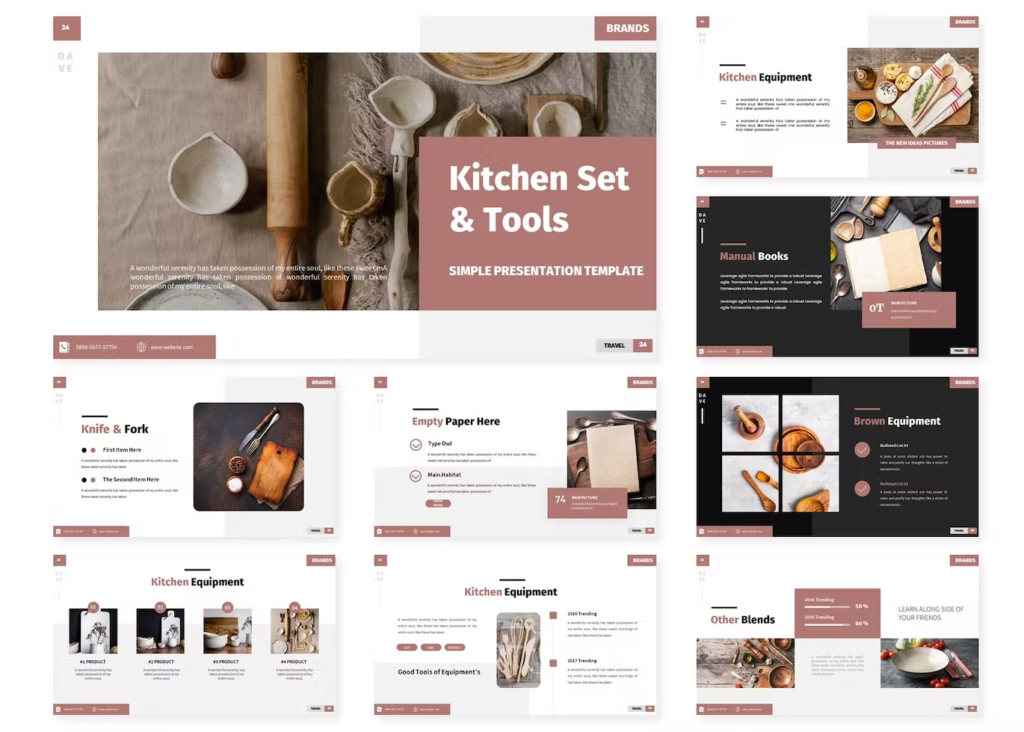 Kitchen Set & Tools Google Slides Template – MasterBundles