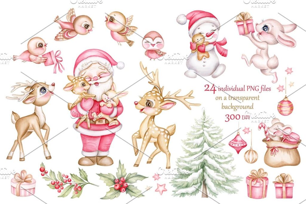 Cute Santa Clause Christmas Clipart – MasterBundles