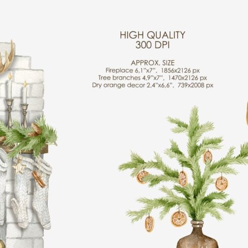 Watercolor Rustic Christmas Clipart | MasterBundles