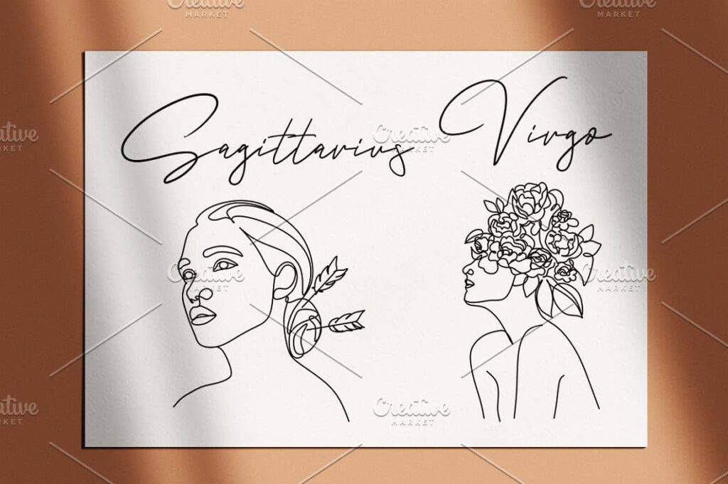 12 Zodiac Horoscope Sign Line Art – MasterBundles