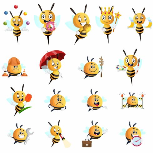 100 Huge Bee Character Collection Illustration – MasterBundles