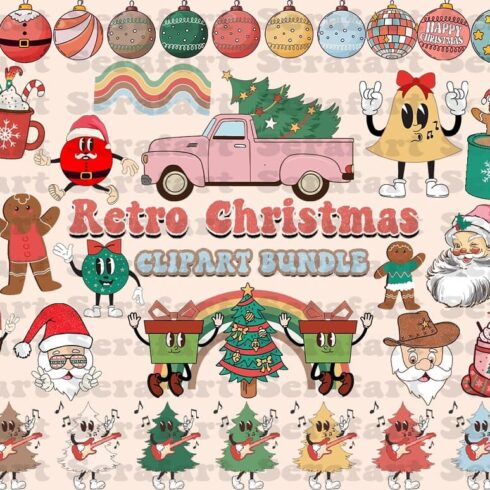 Retro Groovy Hippie Christmas Bundle | Master Bundles