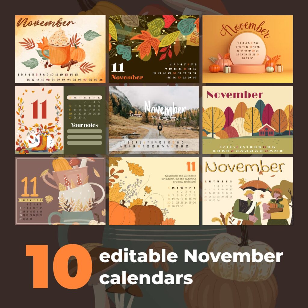 10 Free Editable November Calendars – MasterBundles