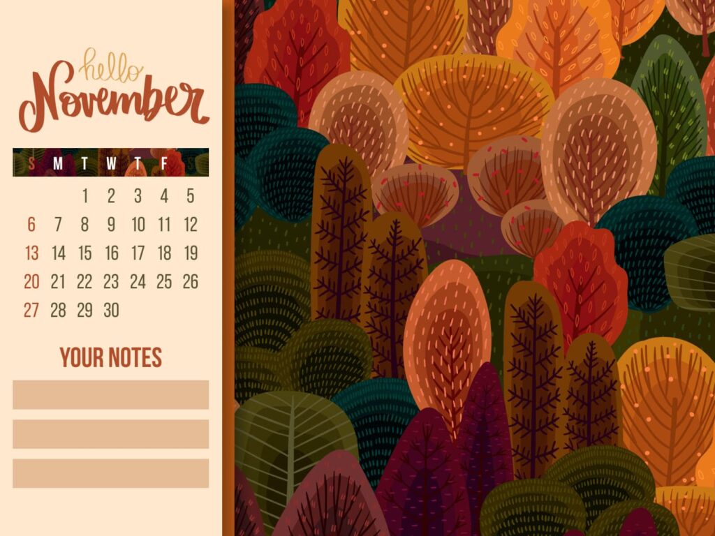 Free November Forest Calendar – MasterBundles