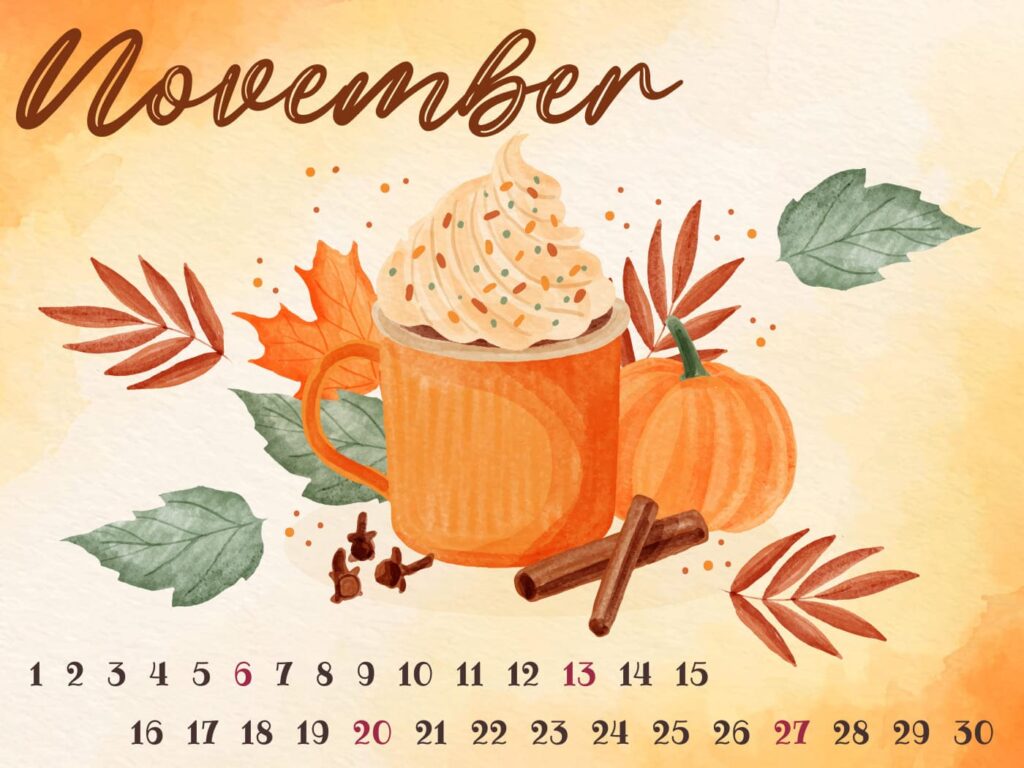 Free November Food Calendar – MasterBundles