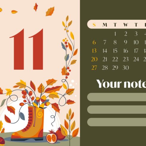 Free Cute November Calendar | Master Bundles
