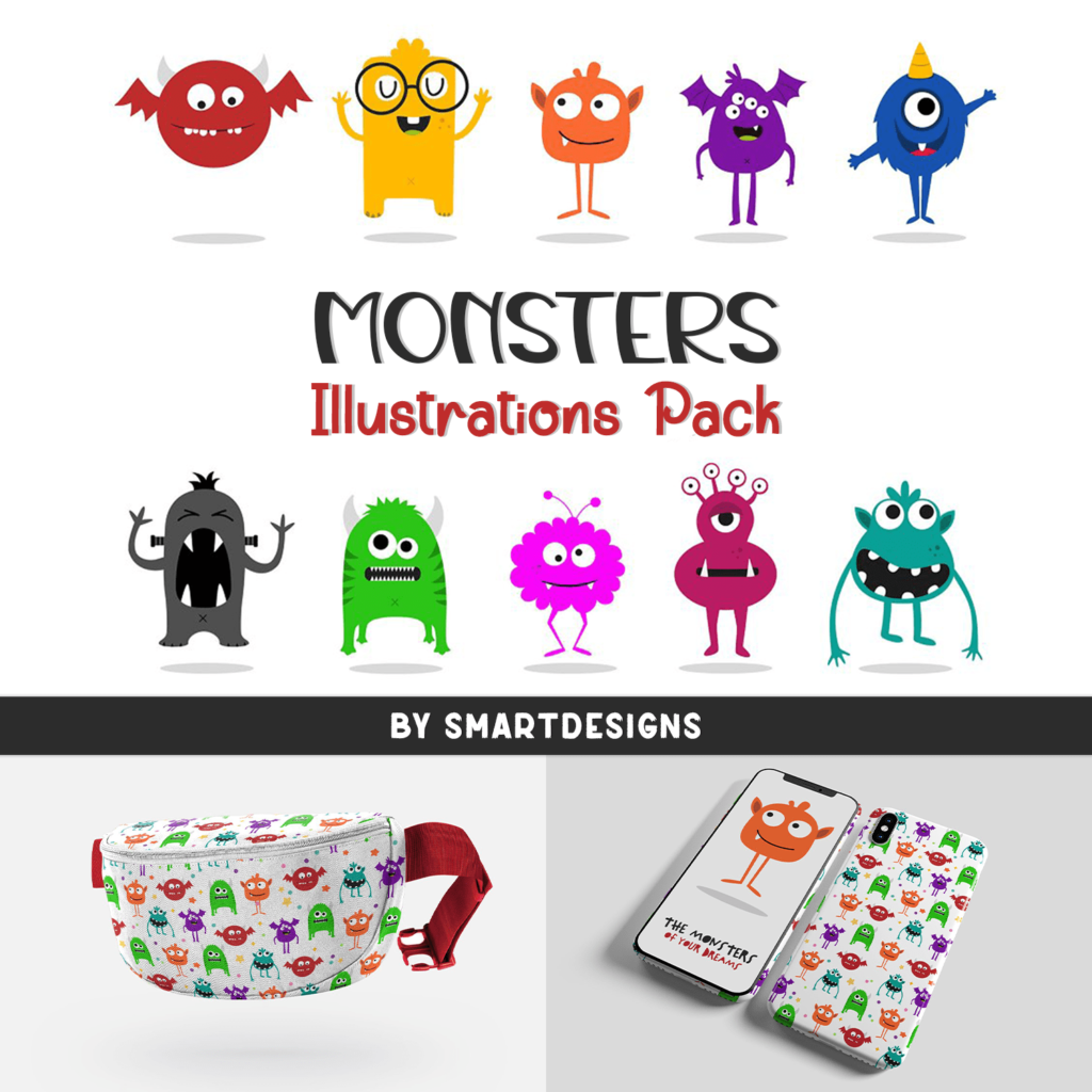 Monsters Illustrations Pack – MasterBundles