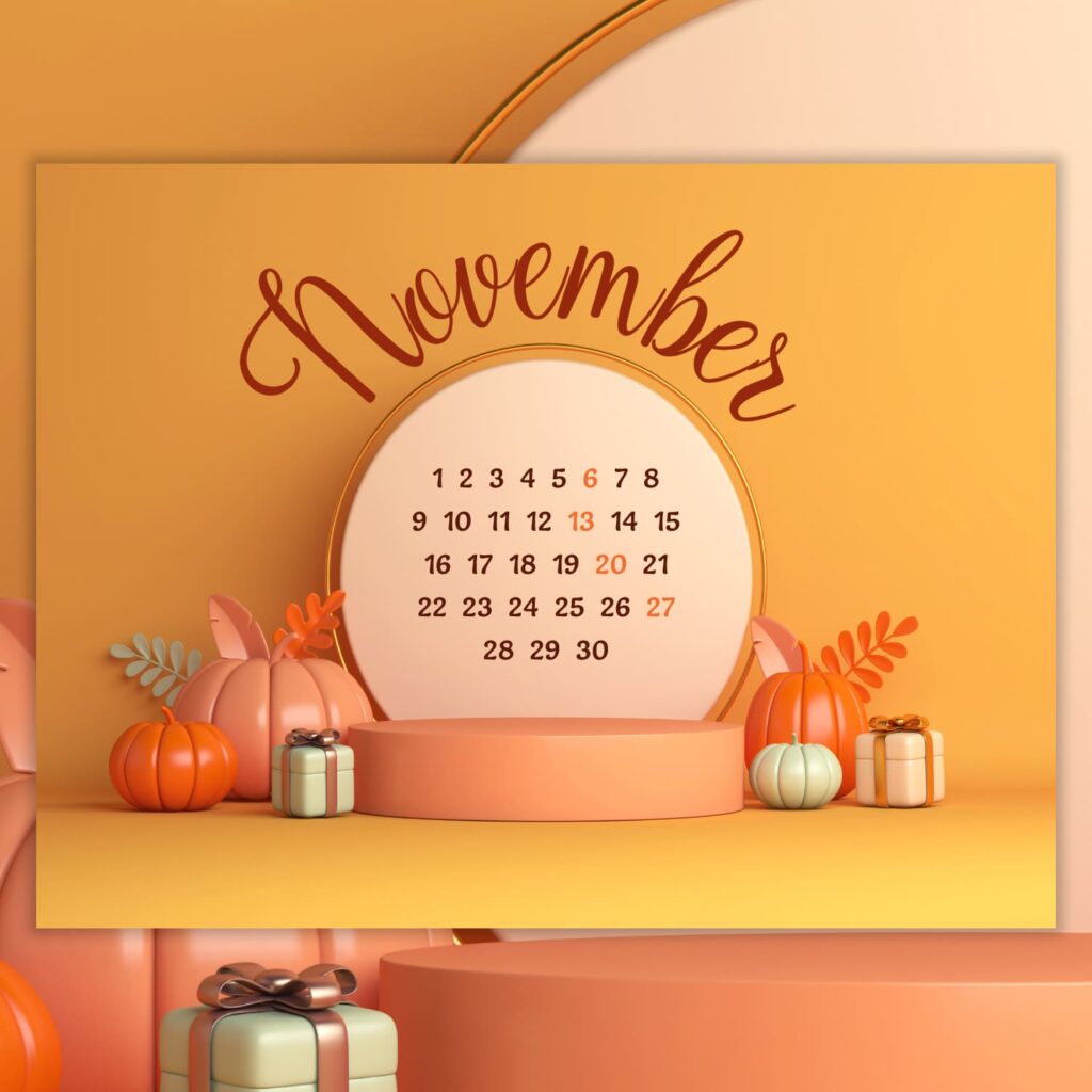 Free Fall November Calendar – MasterBundles