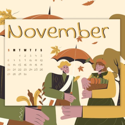 Free Autumn November Calendar – MasterBundles